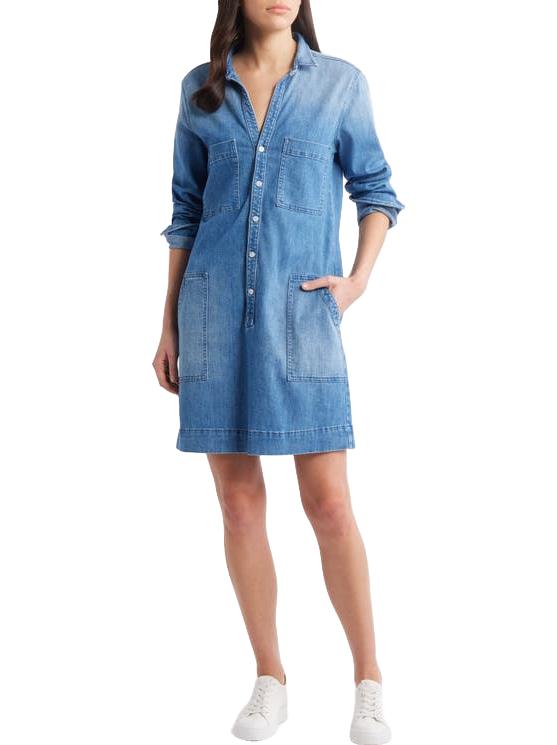 FRANK & EILEEN Ireland Patch Pocket Long Sleeve Shirtdress